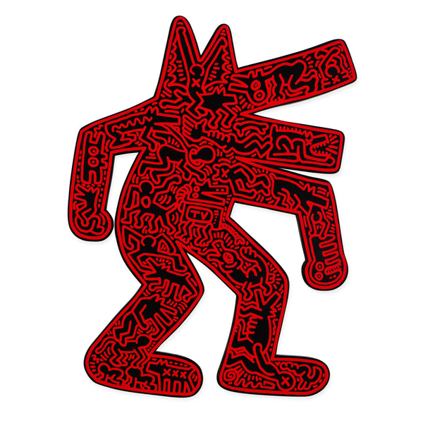 Keith Haring "Dog" on Plywood (Red) – Oliver Clatworthy Fine Art